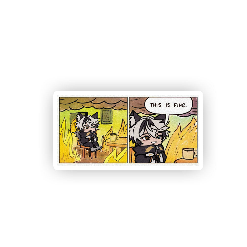 KitsuArcade "This is Fine" Sticker – UwU Market